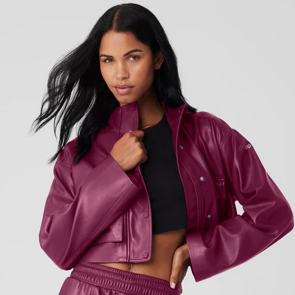 ALO Yoga | Jackets & Coats | Alo Faux Leather Power Hour Jacket Large ...